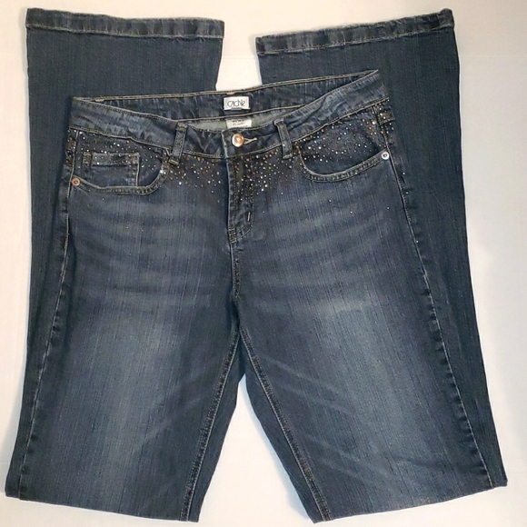 Cache | Jeans | Cache Jeans Mid Rise Bootcut Rhinestones Size 6 | Poshmark